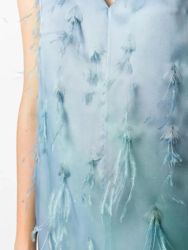 Emilio Pucci Feather Embroidery Midi Dress
