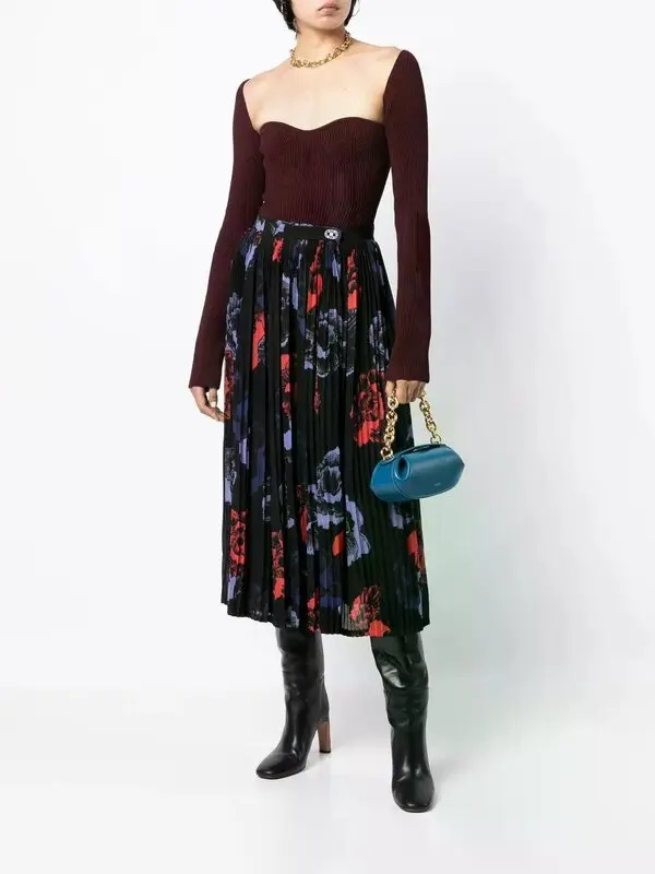 FERRAGAMO Floral-print Pleated Midi Skirt