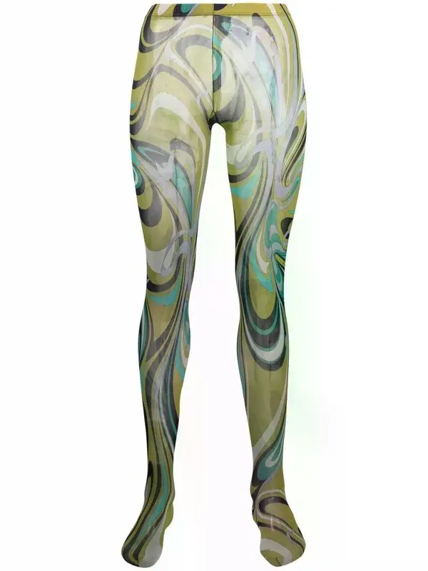 Emilio Pucci Semi-sheer Graphic-print Tights - Green