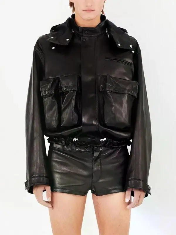 FERRAGAMO Drawstring-hood Leather Jacket