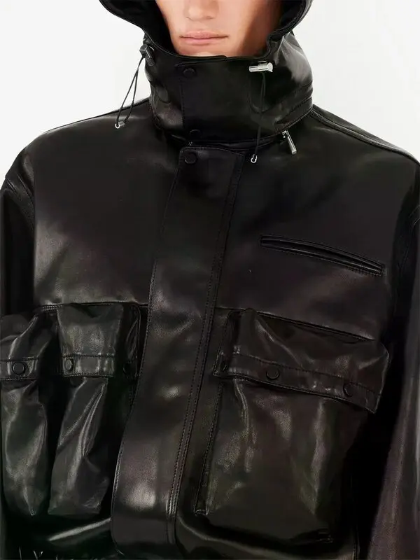 FERRAGAMO Drawstring-hood Leather Jacket