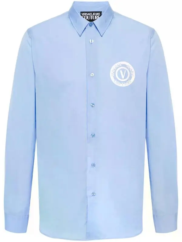 Versace Logo-print Cotton Shirt - Blue