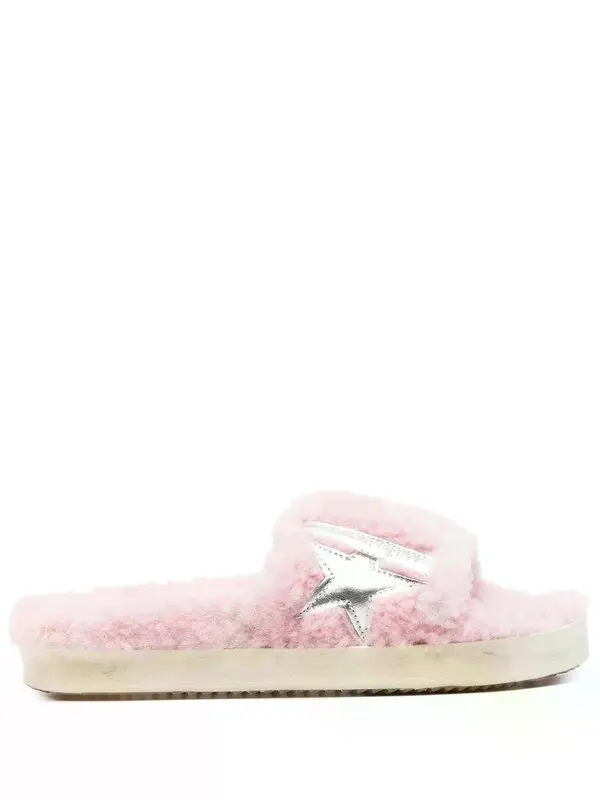 GOLDEN GOOSE Logo-patch Shearling Slides
