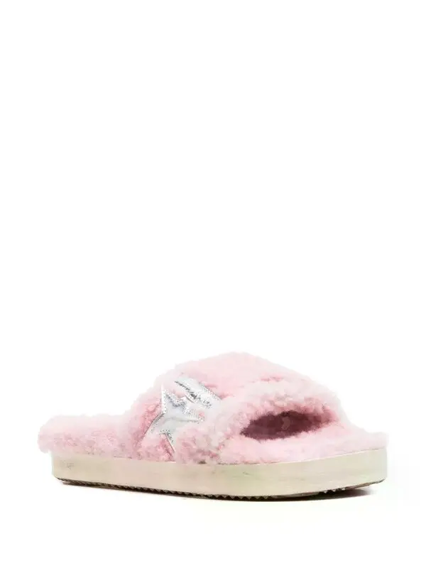 GOLDEN GOOSE Logo-patch Shearling Slides