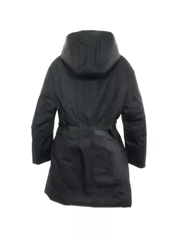 Prada 2010s Triangular-logo Hooded Coat - Black