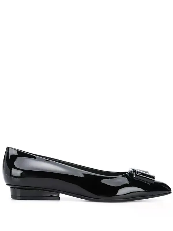 FERRAGAMO Viva Bow Embellished Ballerinas - Black