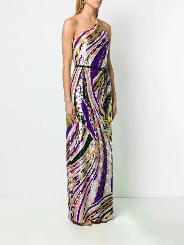Emilio Pucci Sequin Embroidered Silk Maxi Dress