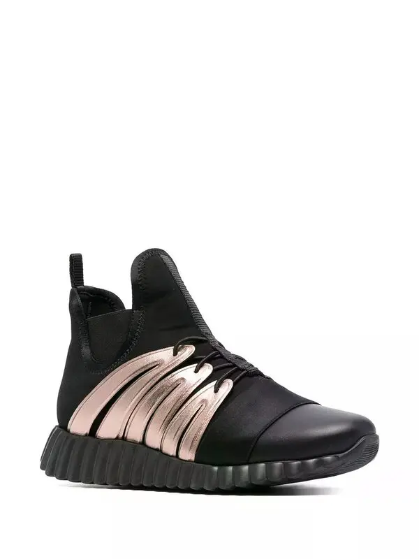 FERRAGAMO Wavy Sole High-top Sneakers - Black