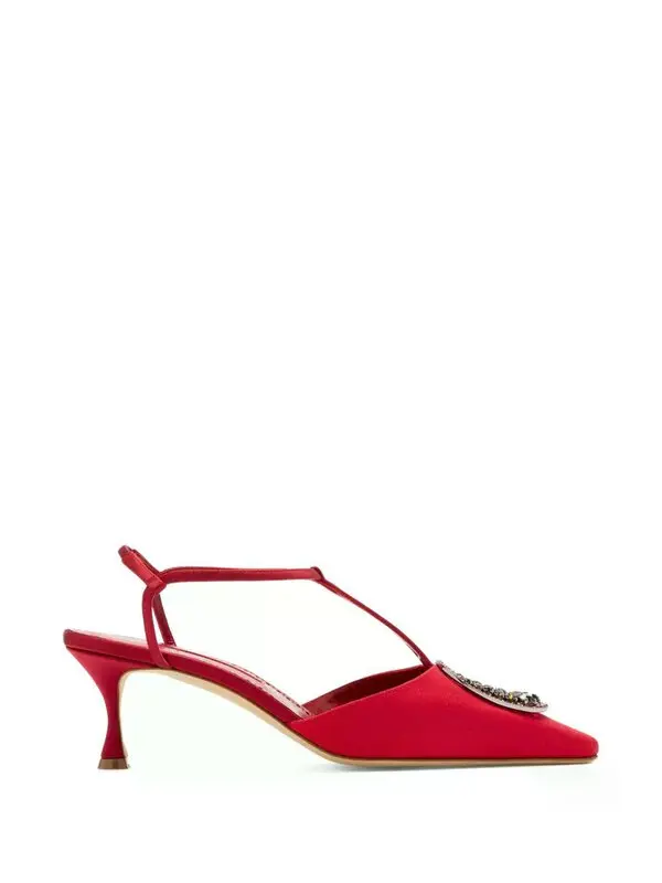 Manolo Blahnik Takal Crystal-embellished Pointed-toe Heeled Pumps - Red