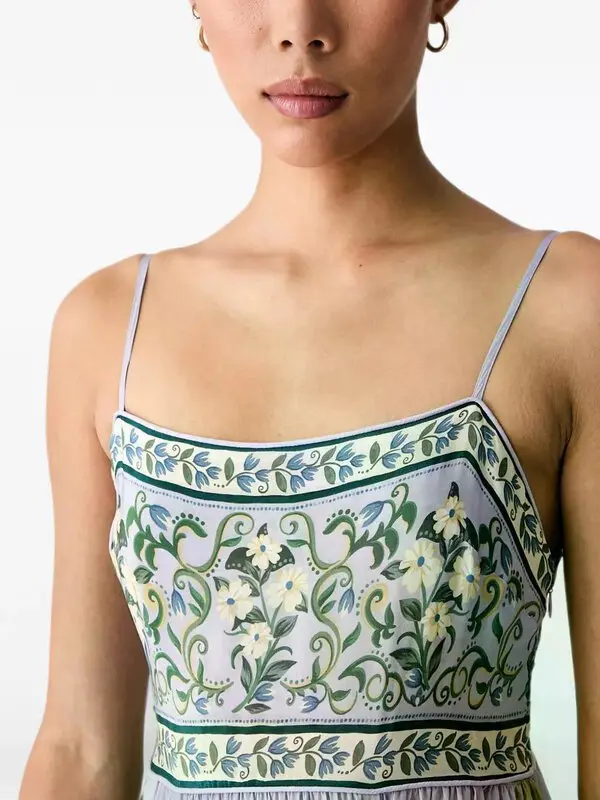 Farm Rio Landscape-print Pleated Maxi Dress
