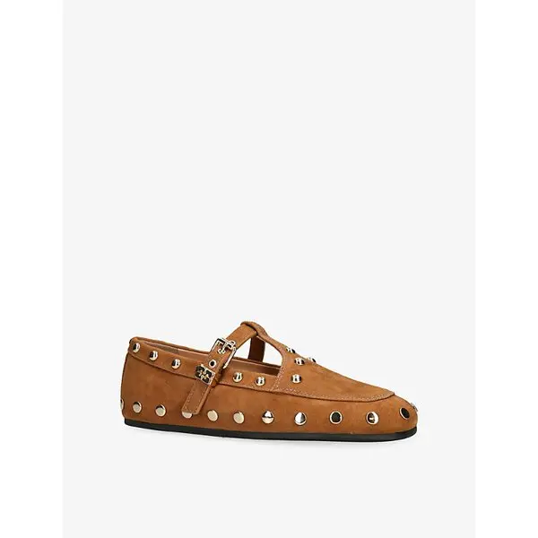 GANNI Mary Jenny Stud Suede Loafers
