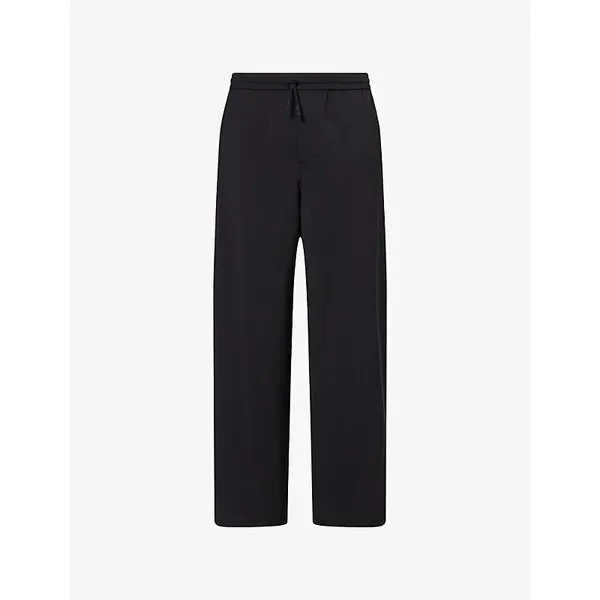 Loewe Anagram-embroidered Relaxed-fit Wool Trousers - Black