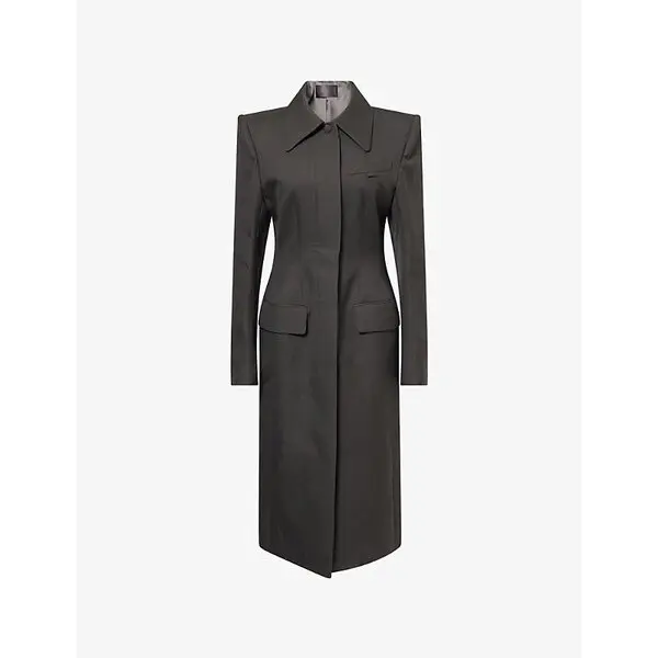 MUGLER Tailored Hourglass Wool Coat - Anthracite
