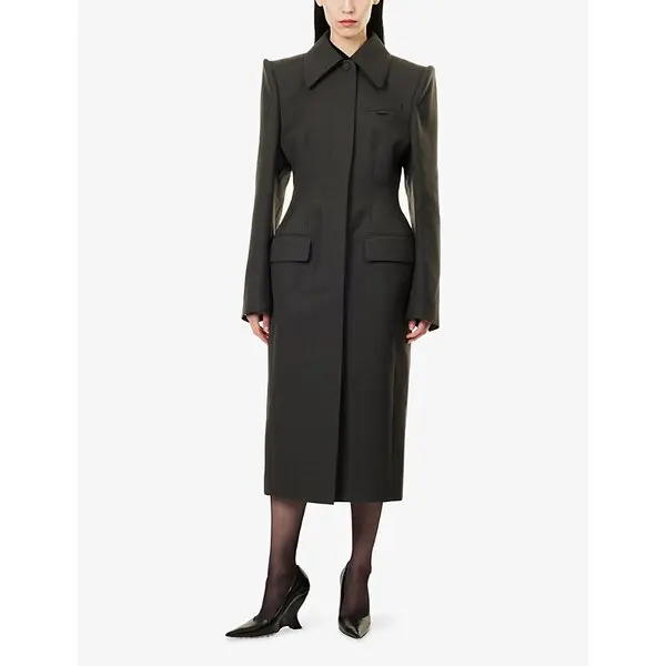 MUGLER Tailored Hourglass Wool Coat