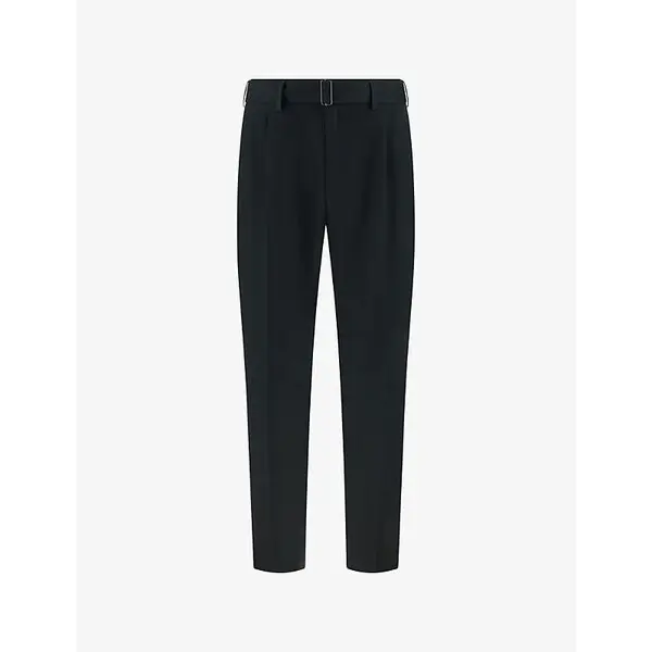 Boggi Milano Tapered-leg Belted Linen Trousers - Black