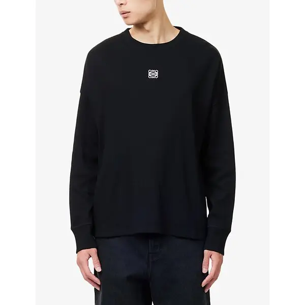 Loewe Anagram-embroidered Cotton T-shirt - Black