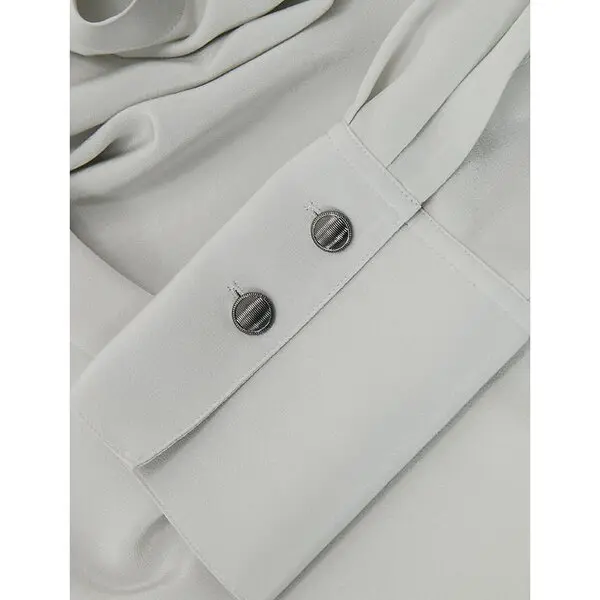 REISS Lauren Notch-neck Draped Silk Shirt