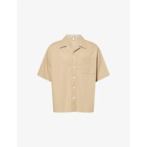 Loewe Anagram-embroidered Denim Chambray Shirt - Ecru