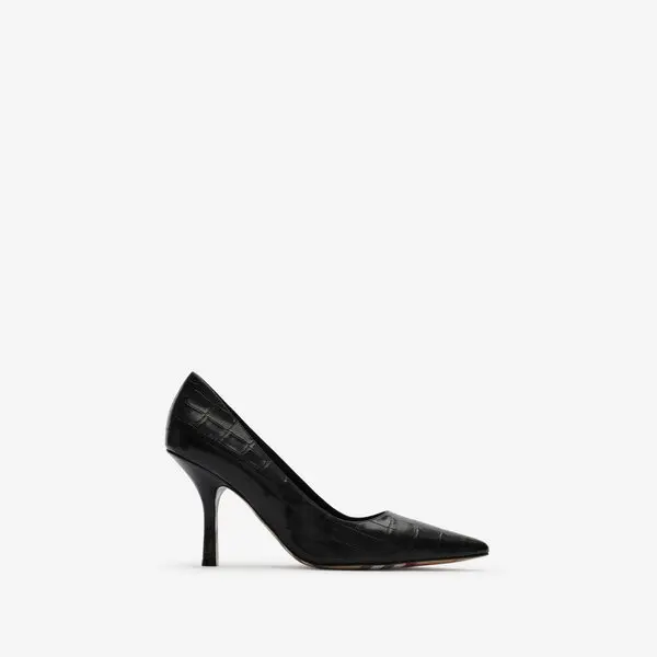 Burberry Crocodile-effect Leather Dame High Pumps - Black