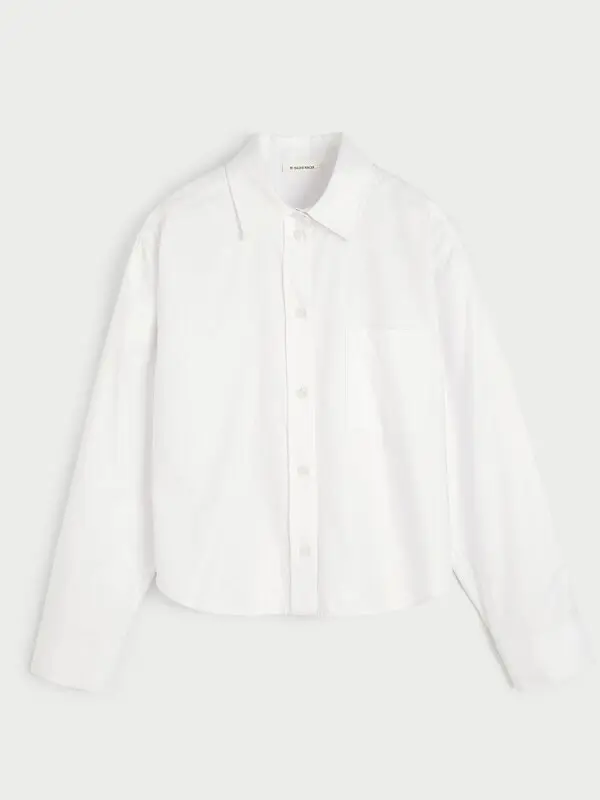 BY MALENE BIRGER Audrey Cropped Organic Cotton Shirt - White Herringbone