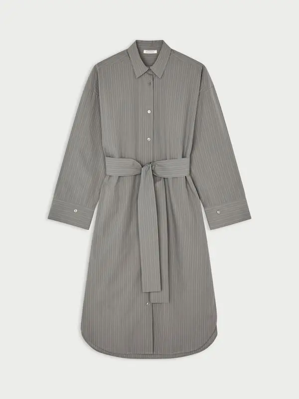 BY MALENE BIRGER Derris Organic Cotton Midi Dress - Grey Stripe