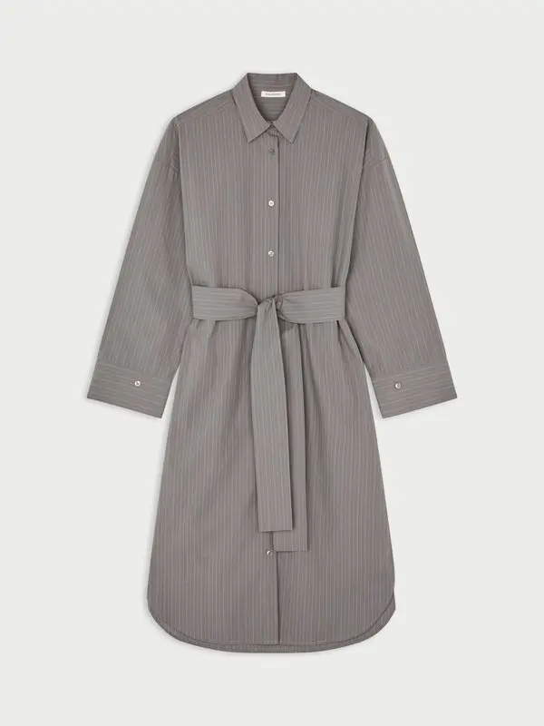 BY MALENE BIRGER Derris Organic Cotton Midi Dress - Grey Stripe