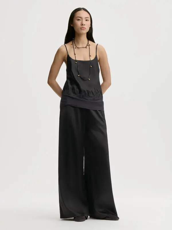 BY MALENE BIRGER Janina Embroidered Satin Top With Strappy Neckline