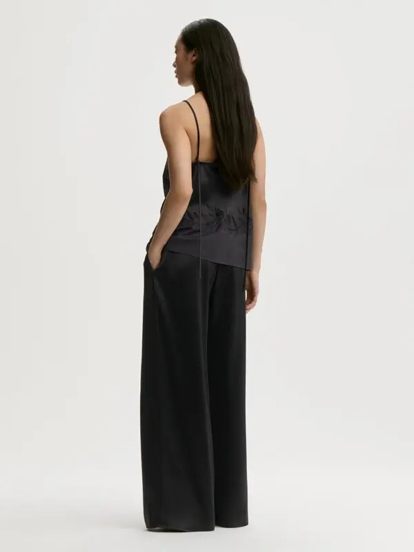 BY MALENE BIRGER Janina Embroidered Satin Top With Strappy Neckline