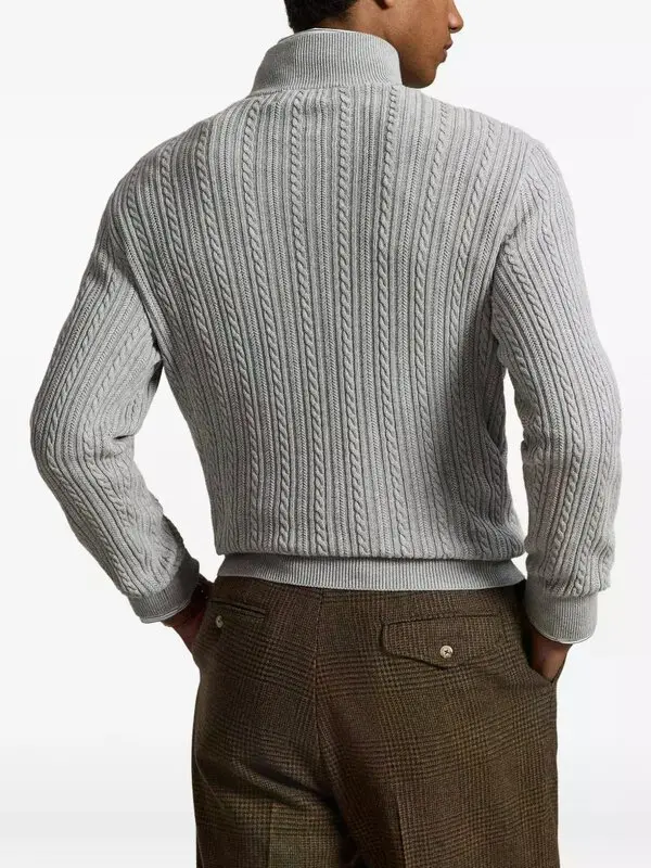Polo Ralph Lauren Cotton Cable Knit Quarter-zip Sweater - Grey