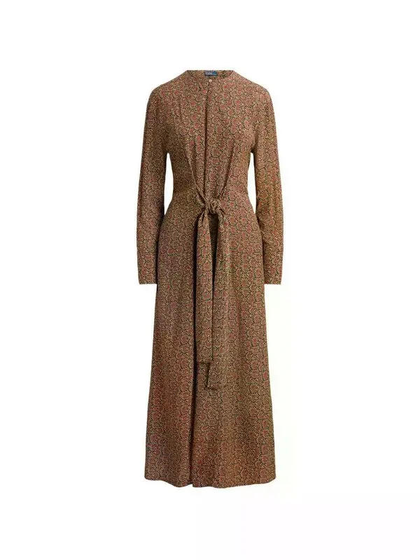 Polo Ralph Lauren Floral-print Tie-waist Midi Dress - Brown