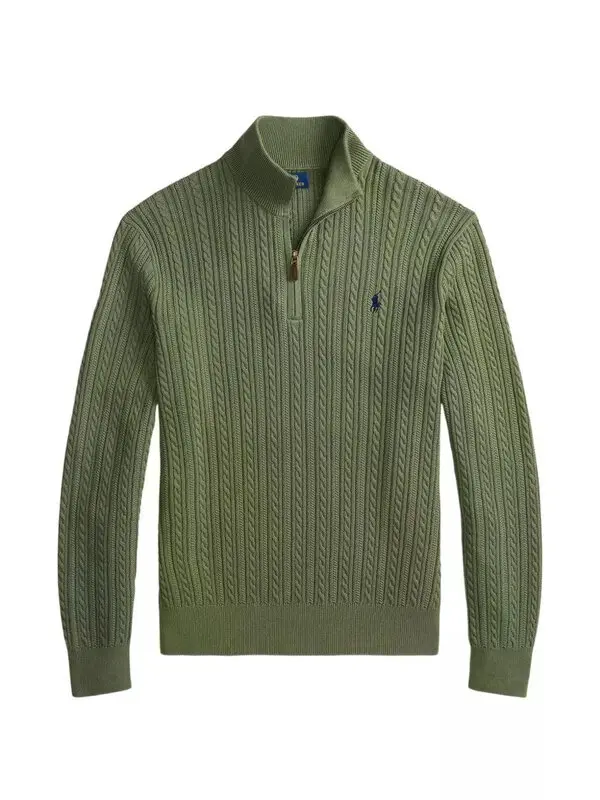 Polo Ralph Lauren Cable-knit Quarter-zip Sweater - Green