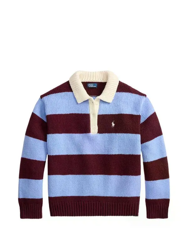Polo Ralph Lauren Striped Rugby Polo Sweater - Red