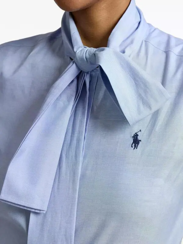 Polo Ralph Lauren Embroidered Logo Shirt With Tie Neck