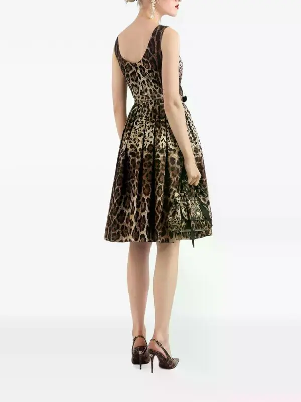 Dolce & Gabbana Leo-print Cotton Poplin Dress - Neutrals