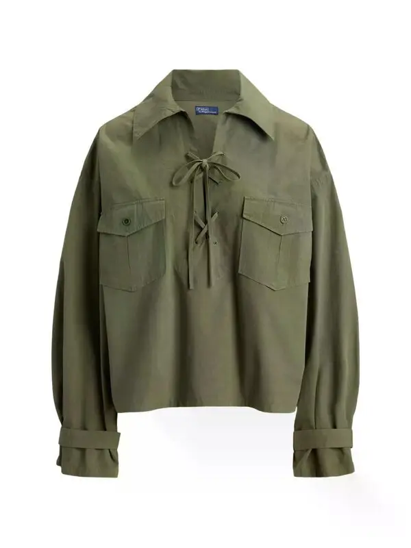 Polo Ralph Lauren Lace-up Cotton Blouse - Green
