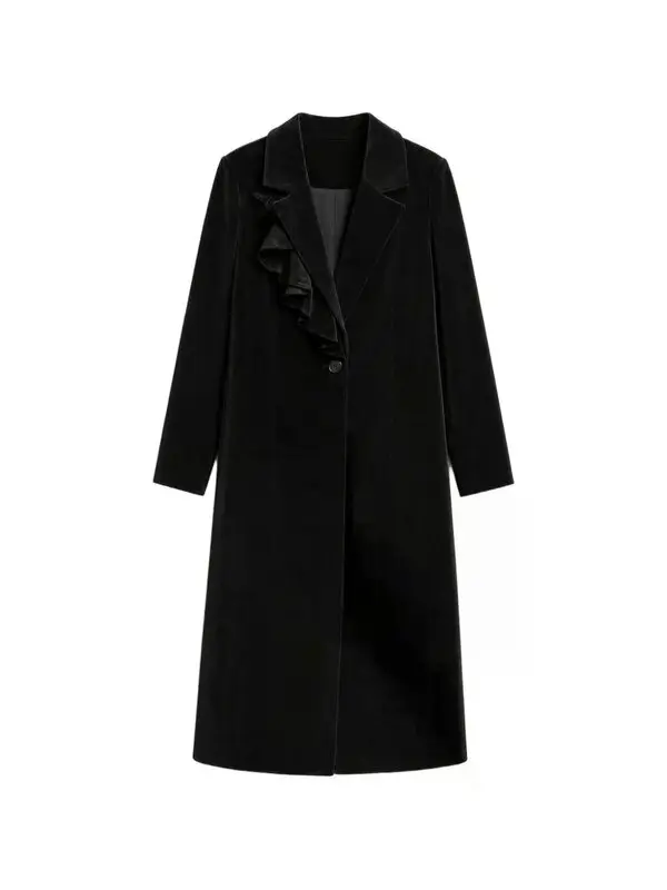 Alice + Olivia Ruffle-trimmed Velvet Coat - Black