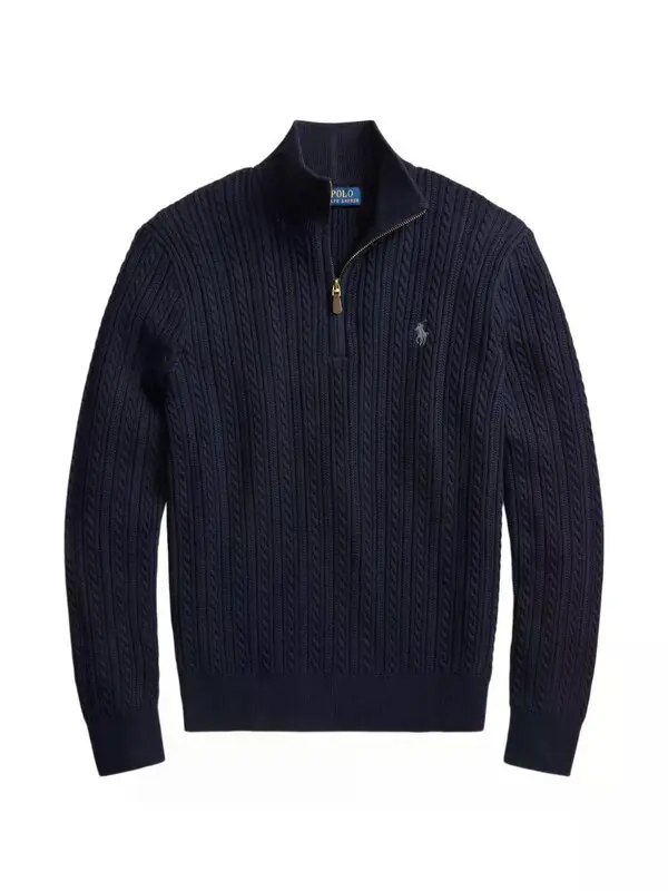 Polo Ralph Lauren Cable-knit Quarter-zip Sweater - Blue