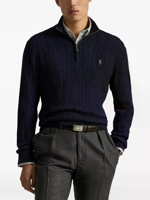 Polo Ralph Lauren Cable Knit Quarter-zip Sweater - Blue