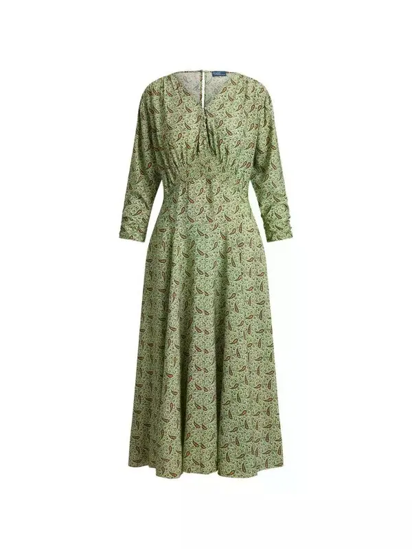 Polo Ralph Lauren Paisley V-neck Midi Dress - Green