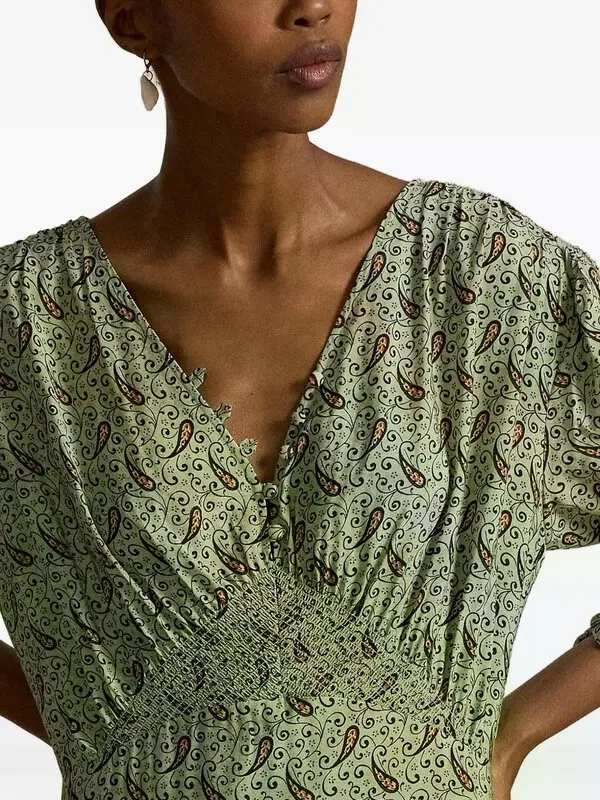 Polo Ralph Lauren Paisley V-neck Midi Dress