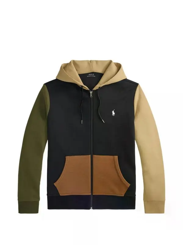 Polo Ralph Lauren Colour-block Logo-embroidered Hoodie - Black