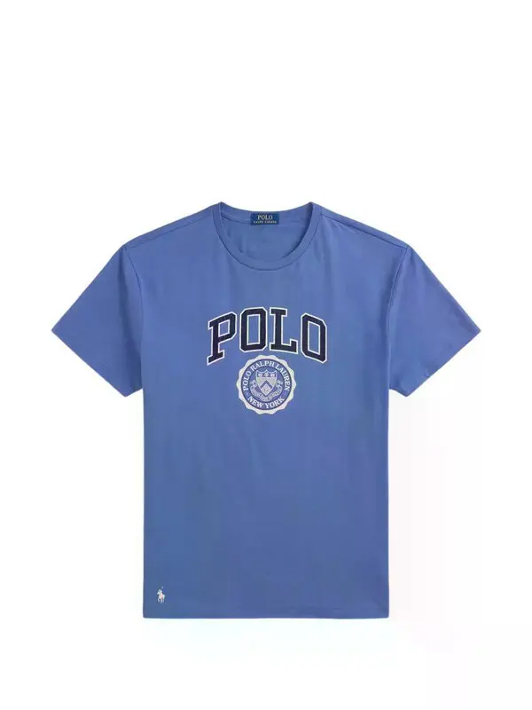 Polo Ralph Lauren Logo-flocked Crest-print T-shirt - Blue