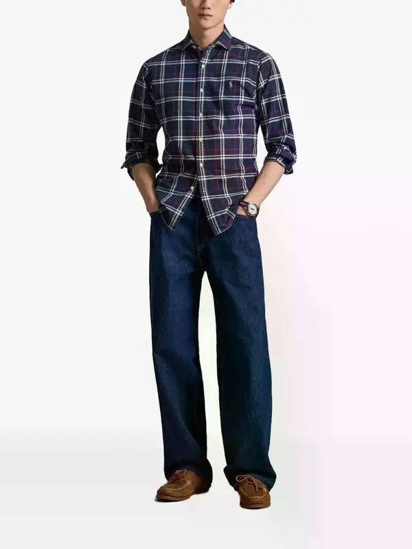 Polo Ralph Lauren Check-print Long-sleeve Shirt - Blue