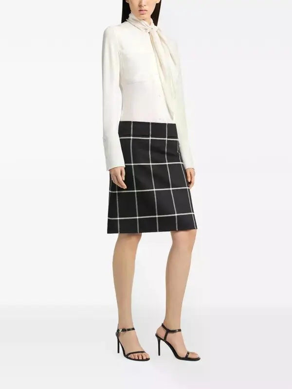 COURREGES Checked A-line Midi Skirt