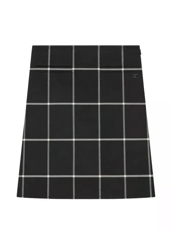 COURREGES Checked A-line Midi Skirt - Black