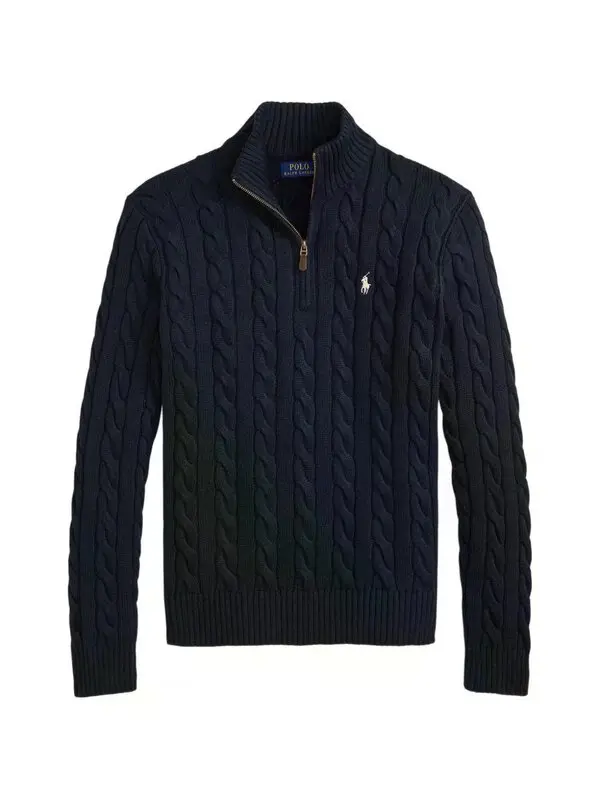Polo Ralph Lauren Cable-knit Quarter-zip Sweater - Blue