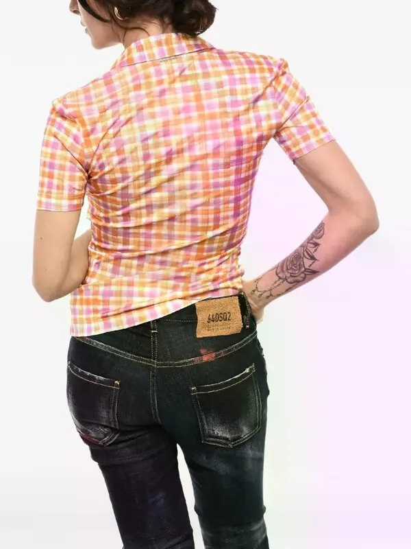 Dsquared2 Checked Short-sleeve Multi Shirt - Orange