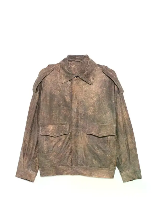 GIORGIO BRATO Distressed-effect Epaulette Jacket - Brown
