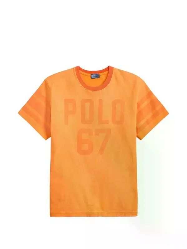 Polo Ralph Lauren Graphic-print Striped-sleeve T-shirt - Orange