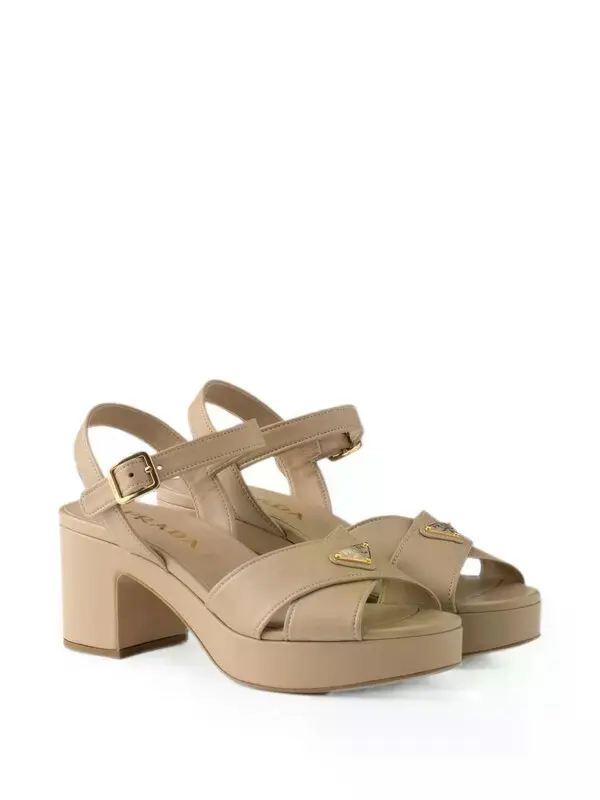 Prada Nappa Leather Platform Sandals - Neutrals
